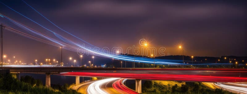 Serpentine Urban Freeway at Night Stock Photo - Image of urban ...