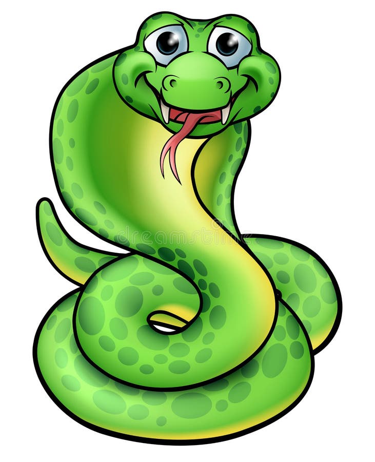 Personaje De Dibujos Animados De La Serpiente Ilustración del Vector ...