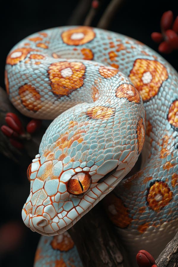Serpiente Colorida Mirando Sus Escalas Y Ojos Imagen de archivo ...