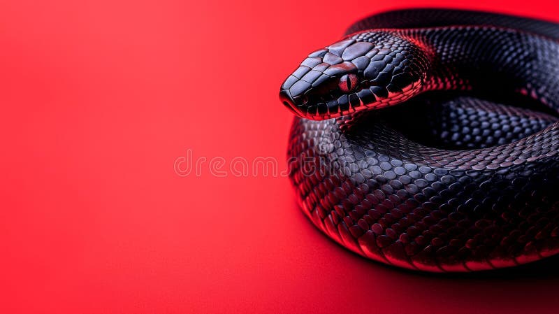 Serpiente Negra Con Fondo Rojo Stock de ilustración - Ilustración de ...