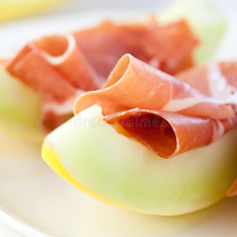Serrano ham with melon stock photo. Image of fruit, spanish - 17809458