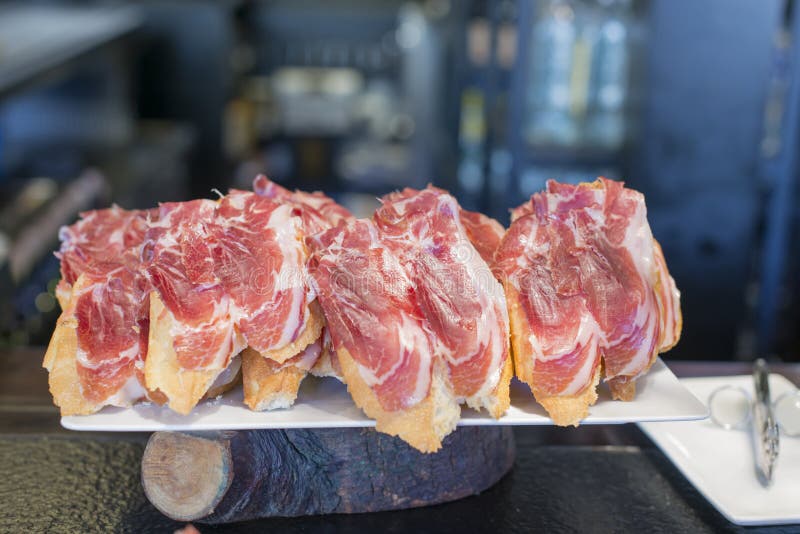 Serrano Ham, Spanish Traditional Food Tapas. Stock Photo - Image of ...