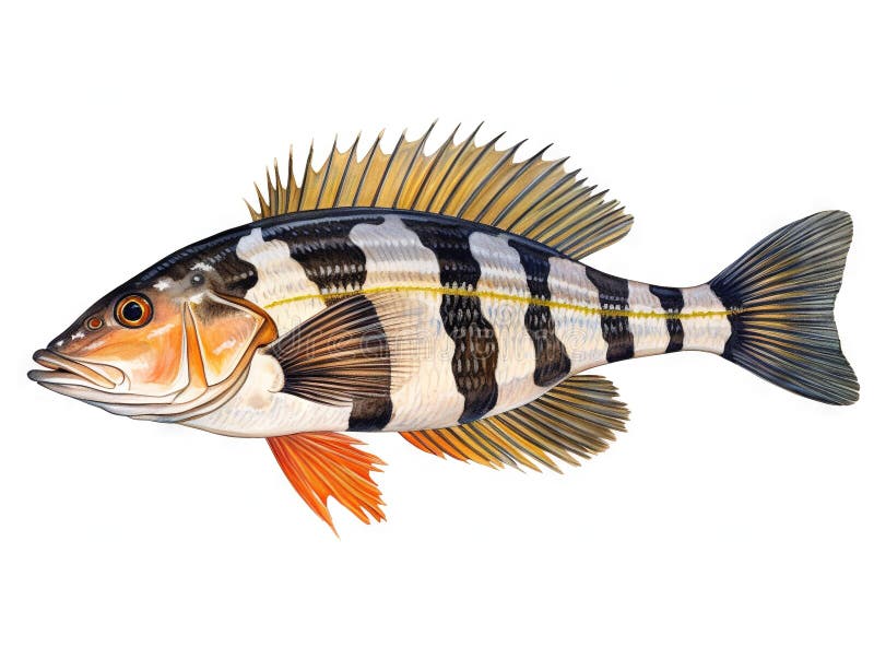 Serranus Scriba Fish Painted Comber Stock Illustration - Illustration ...