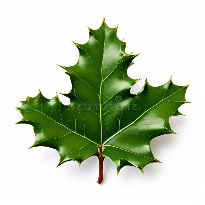 A Serrated Holly Leaf with Sharp Spines Along the Edges and a D Stock ...