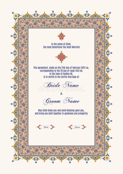 Nikah Certificate Border Stock Illustrations – 38 Nikah Certificate ...