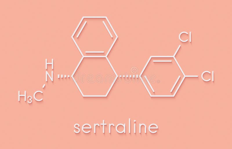 Sertraline Antidepressant Drug Molecule. Skeletal Formula Stock Vector ...