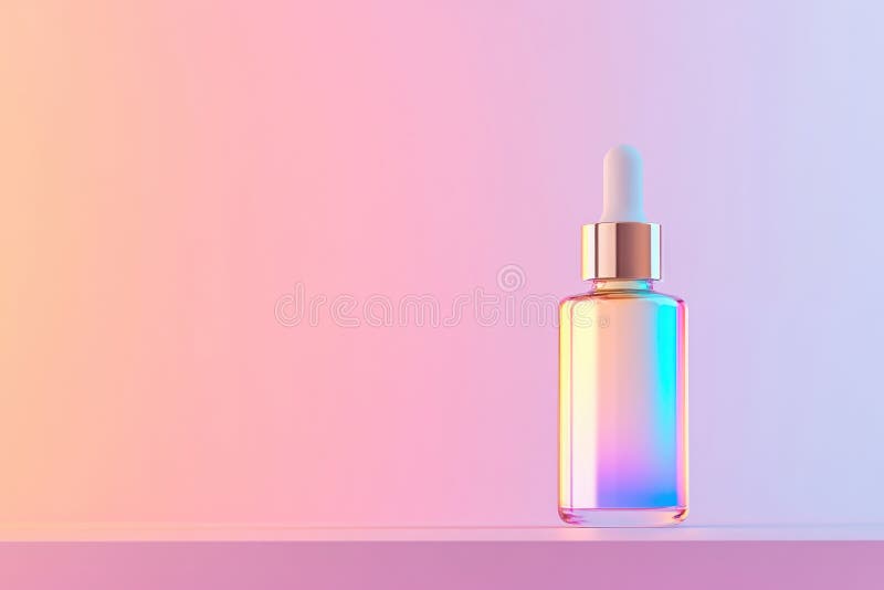 A Serum Bottle with Iridescent Liquid Inside, Set Against a ...