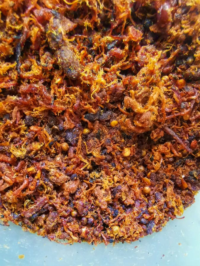 Serunding Daging or Spiced Beef Flakes with White Background Stock ...