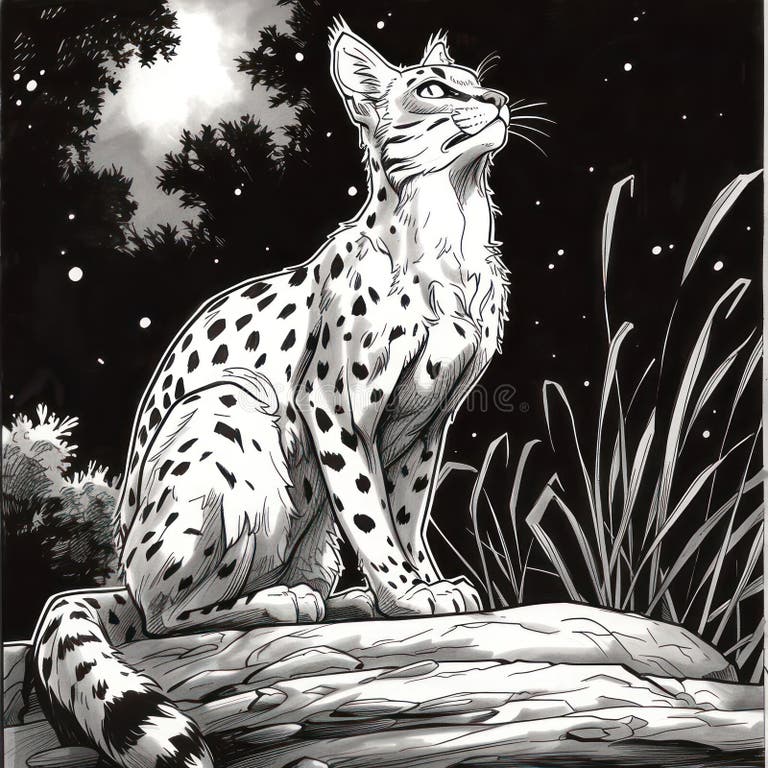 Serval Drawing Stock Illustrations – 146 Serval Drawing Stock ...