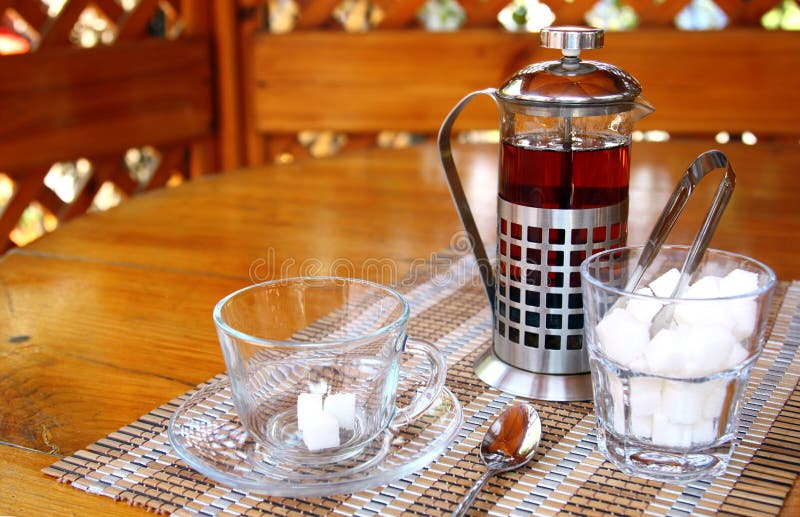 Served Afternoon Tea: Cup, Teapot and Sugar Stock Photo - Image of ...