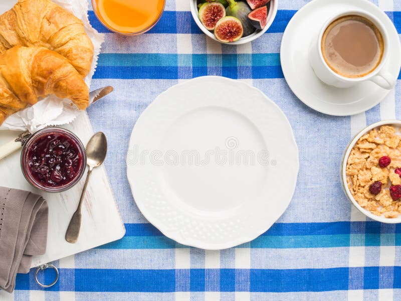 Served Breakfast Frame and White Dish Stock Image - Image of bread ...