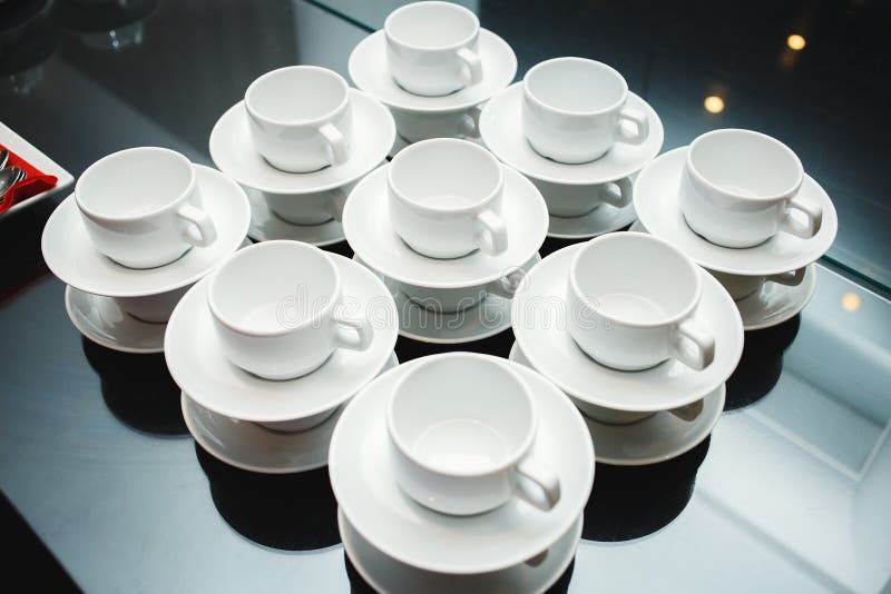 Served with Cups and Saucers on the Table Stock Photo - Image of ...