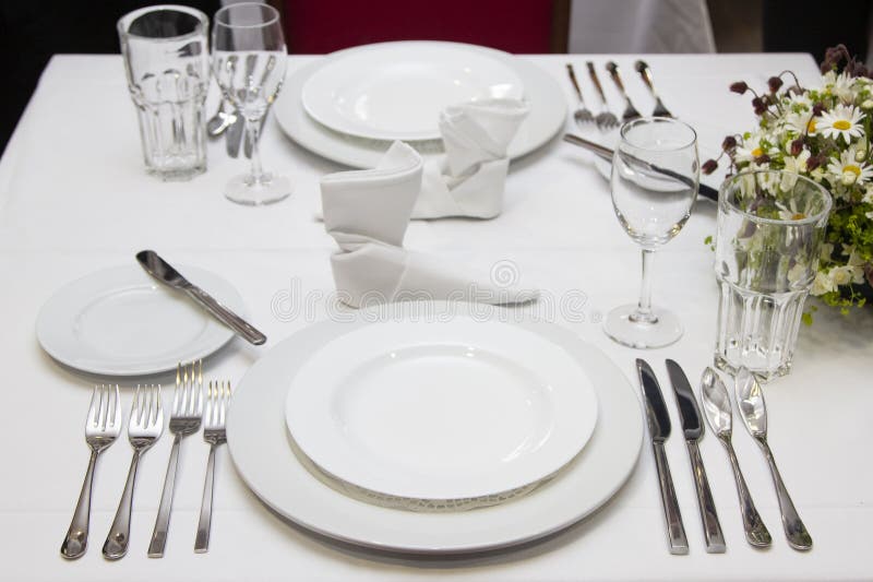 Served Dinner Table in a Restaurant. Restaurant Interior Stock Photo ...