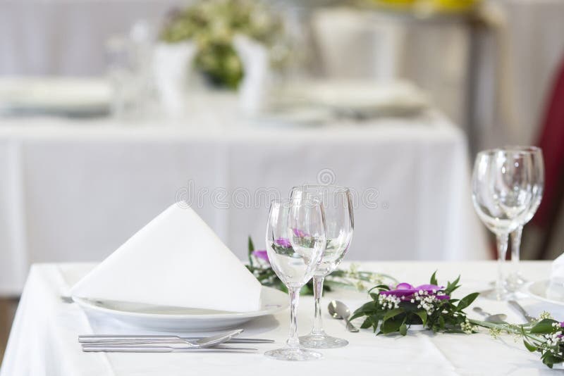 Served Dinner Table in a Restaurant. Restaurant Interior Stock Photo ...