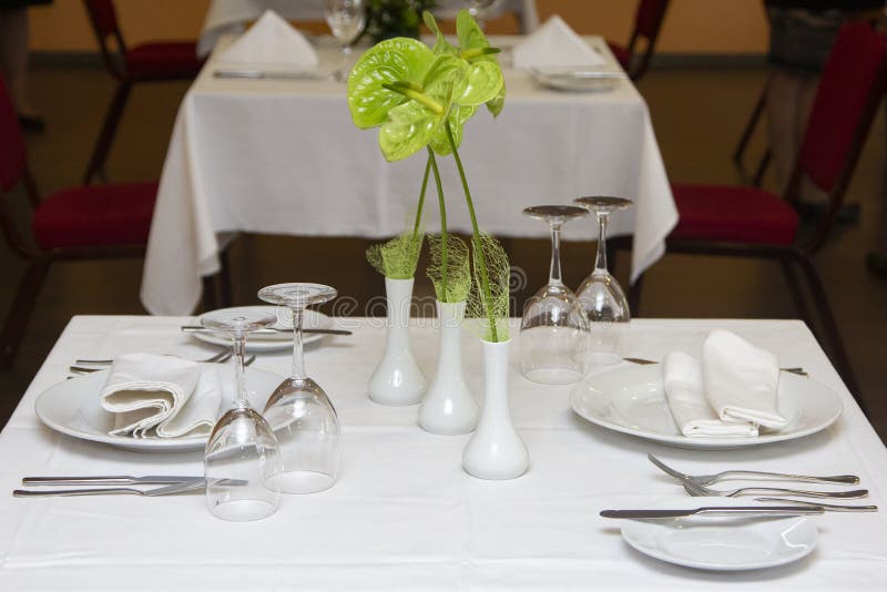 Served Dinner Table in a Restaurant. Restaurant Interior Stock Photo ...