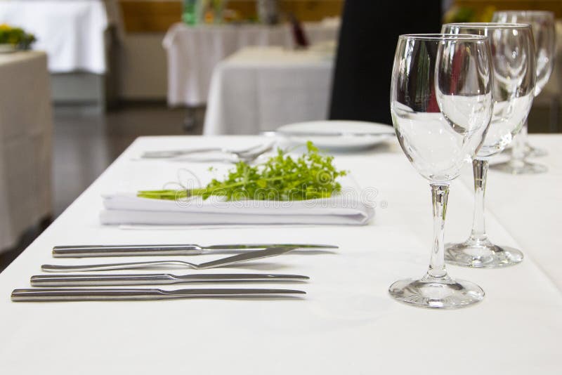 Served Dinner Table in a Restaurant. Restaurant Interior Stock Photo ...