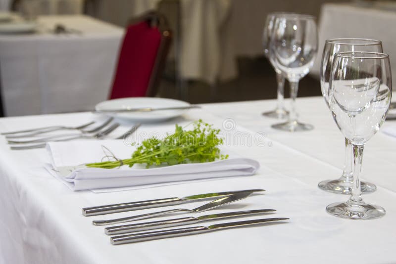 Served Dinner Table in a Restaurant. Restaurant Interior Stock Photo ...