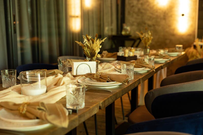 Served Dinner Table in a Restaurant. Restaurant Interior Stock Photo ...