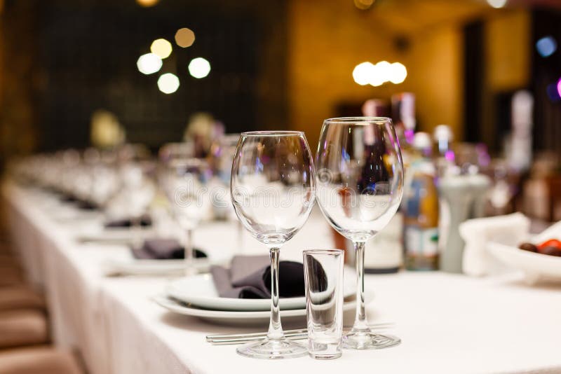 Served Dinner Table in a Restaurant. Restaurant Interior Stock Photo ...