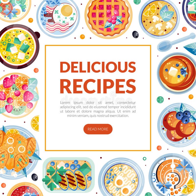 Served Dish and Food Square Web Banner Vector Template Stock Vector ...