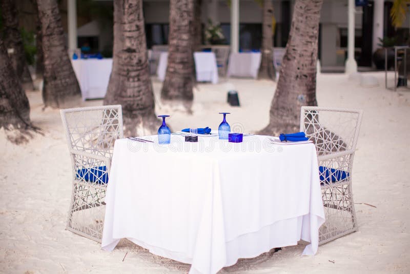 Served Empty Open Air Table Set for Dinner on Stock Image - Image of ...