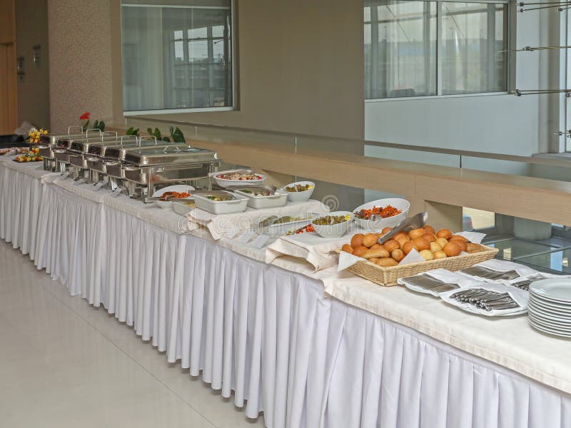 Long Table Buffet stock image. Image of dish, baked - 160565069
