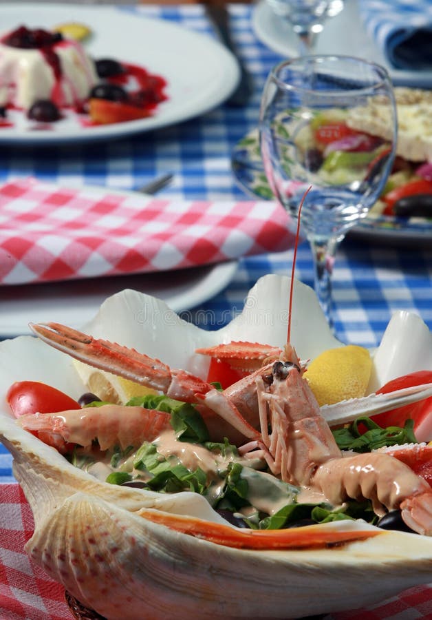 Served Food at Greek Restaurant Stock Image - Image of dinner, plate ...