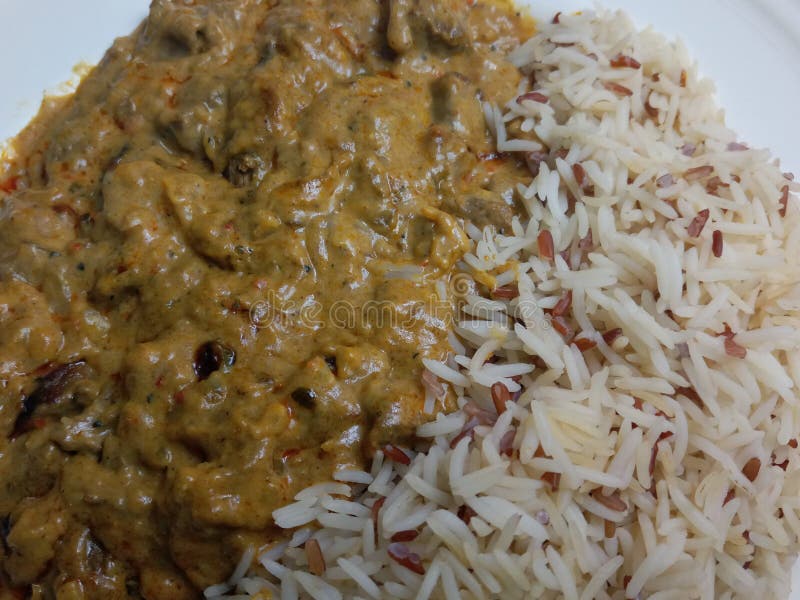 Large Portion of Rice and Curry Stock Image - Image of served, freshly ...