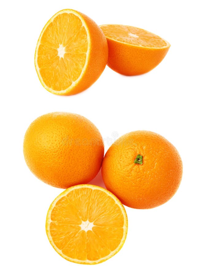 Served Orange Fruit Composition Isolated Over the White Background, Set ...