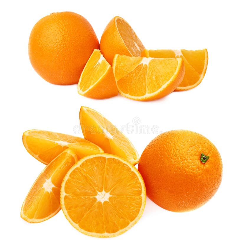 Served Orange Fruit Composition Isolated Over the White Background, Set ...