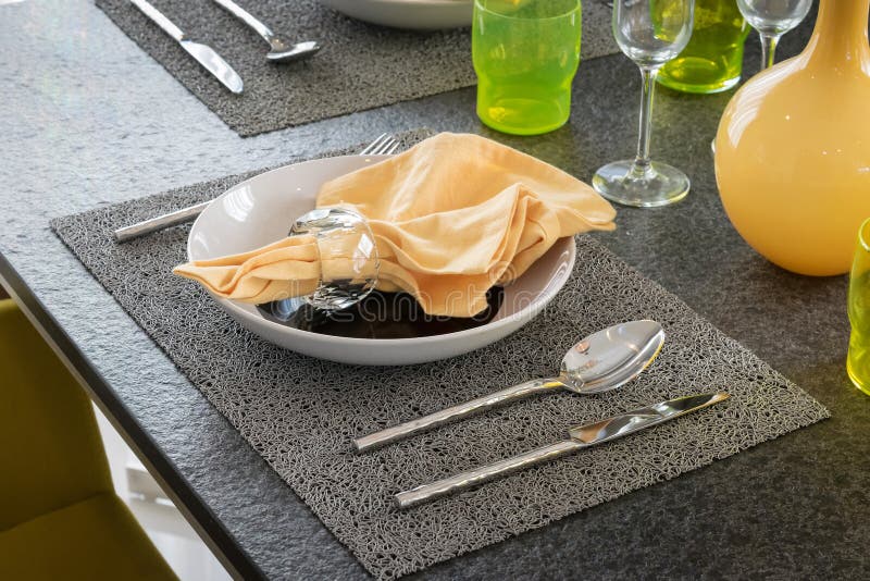 Served with a Plate on the Table Stock Photo - Image of decor, clean ...