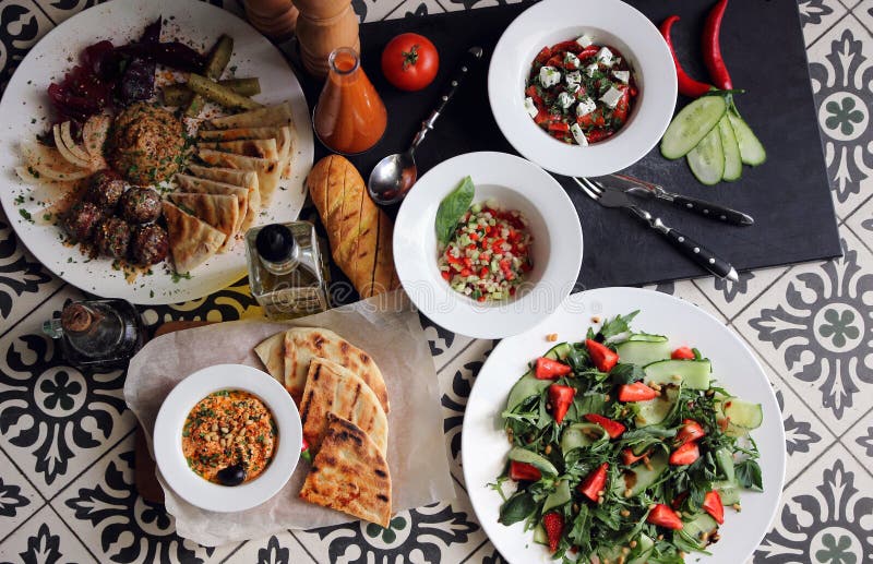 Served Table with Different Dishes Stock Image - Image of meal, fresh ...