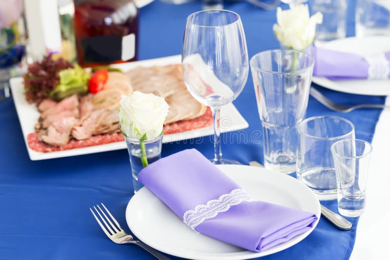 Served table layout stock photo. Image of lunch, meal - 54589804