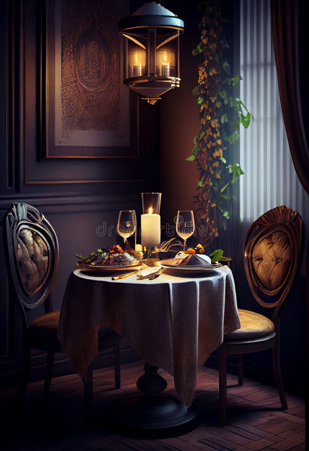 Served Table in a Luxury Restaurant. AI Generated Stock Illustration ...