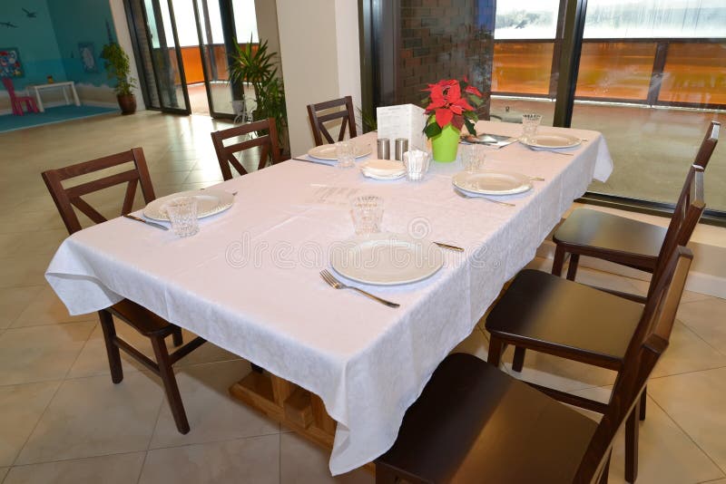 The Served Table in the Restaurant. Interior Stock Image - Image of ...