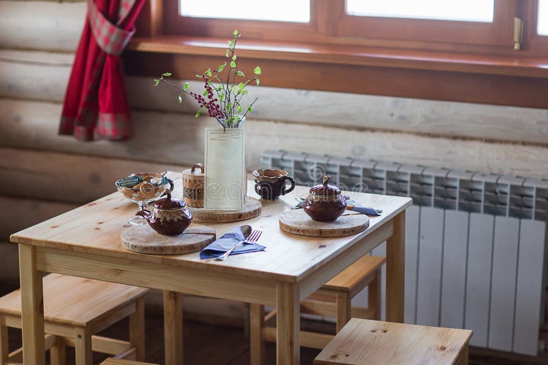 Served Table the Russian Style. Stock Photo - Image of bowl, culture ...