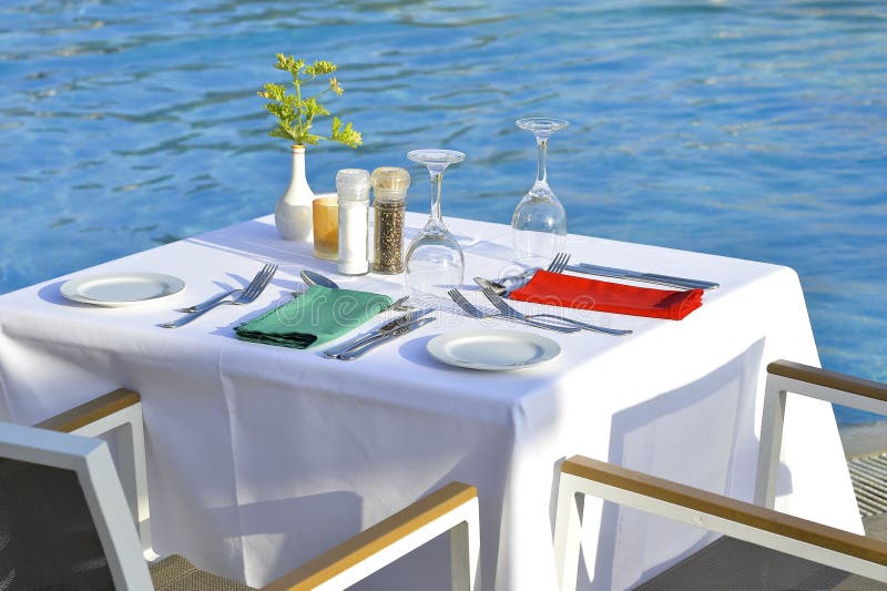 Served Tables of the Restaurant on the Beach Stock Image - Image of ...