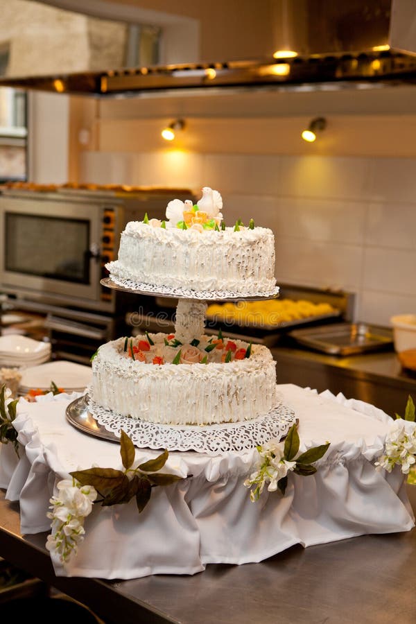 Served Two Stair Wedding Cake for a Banquet Stock Photo - Image of cake ...