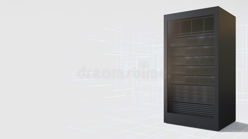Server Rack Against White Background, Blank Space for Caption or ...