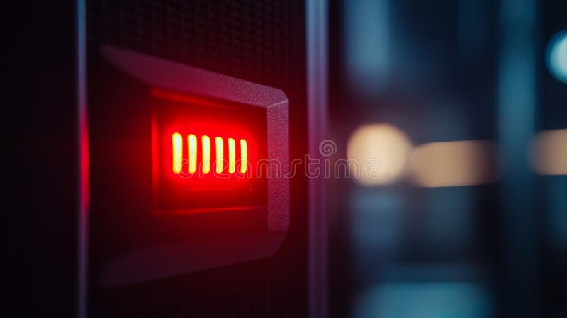 Server Alert Red Light Warning on Digital Infrastructure Signaling ...