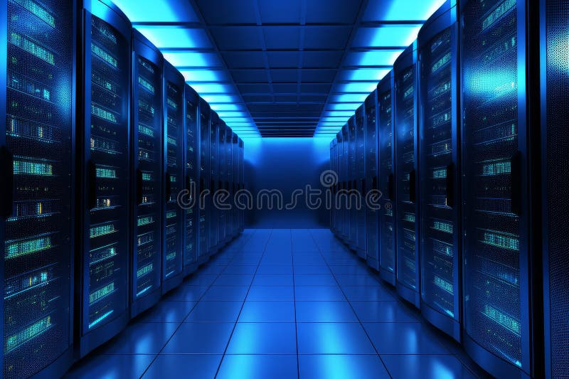 Server Blue Room. Generate Ai Stock Illustration - Illustration of ...