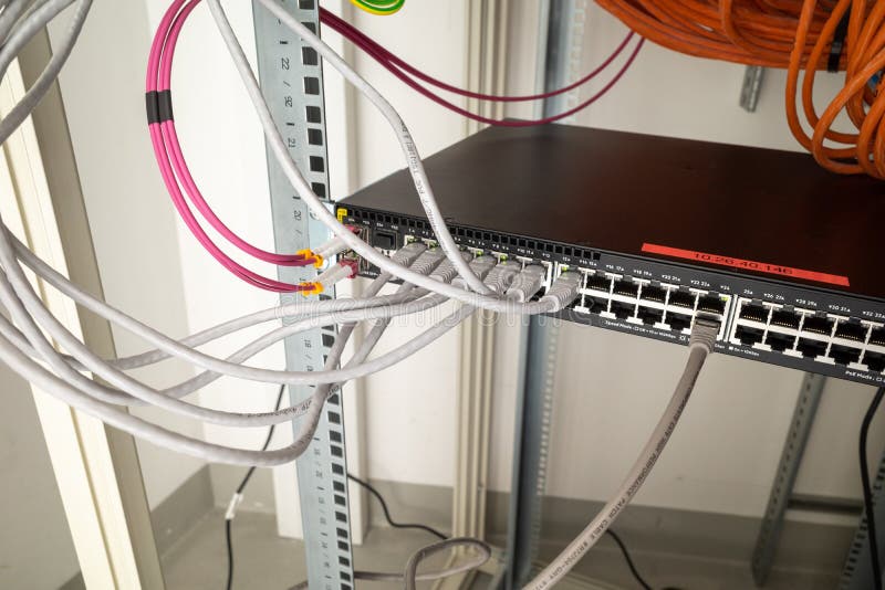 In the Server Cabinet are Many Patch Panels and Switches Stock Photo ...
