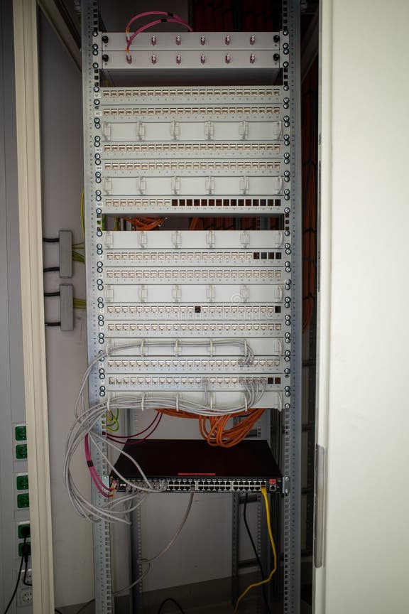 In the Server Cabinet are Many Patch Panels and Switches Stock Image ...