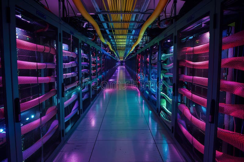 Server Cabinets Inside. Visually Captivating Modern Data Center with ...