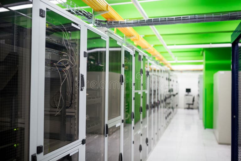 Server Cabinets with Network Switches and Cables are Being Shown in ...