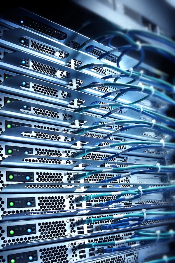 Server Rack Cluster in a Data Center Stock Image - Image of internet ...
