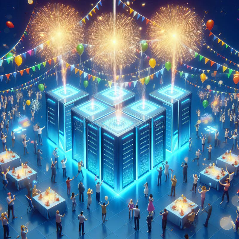Server Celebration Data Centers Host Virtual Parties with Avatar Stock ...