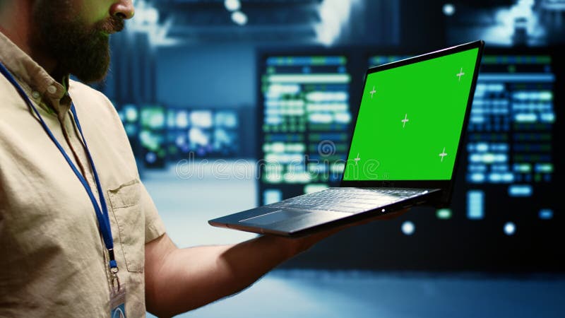 Server Check with Green Screen Laptop Stock Image - Image of computer ...
