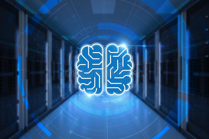 Server with circuit brain stock illustration. Illustration of migration ...