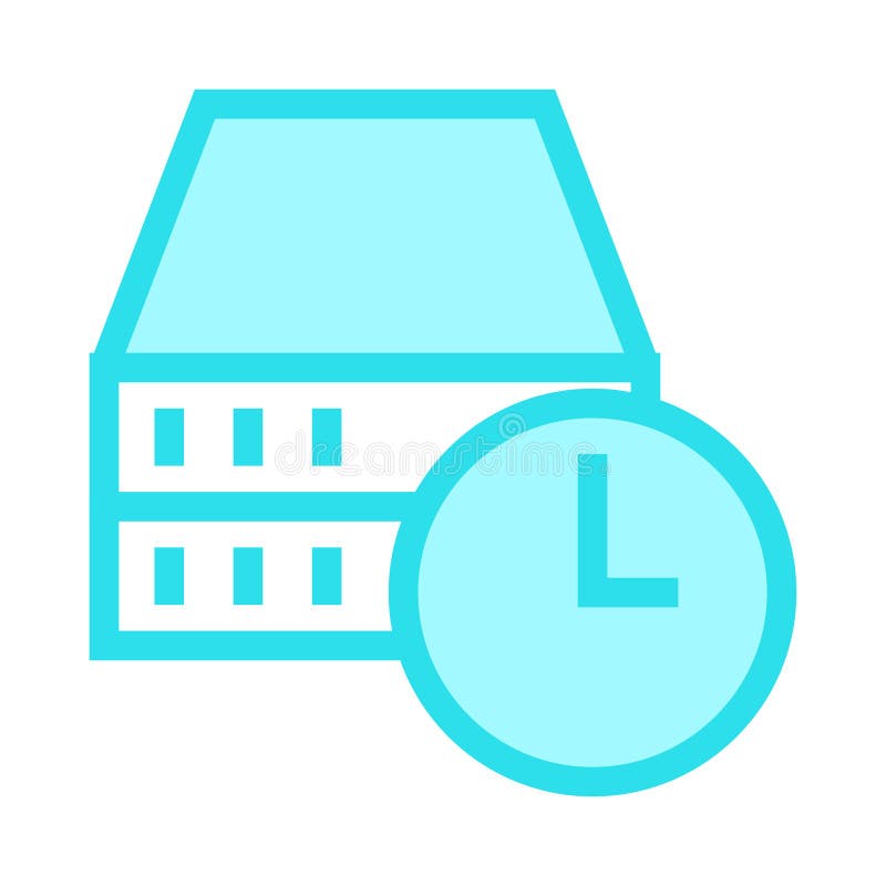 Server Clock Color Line Icon Stock Illustration - Illustration of ...